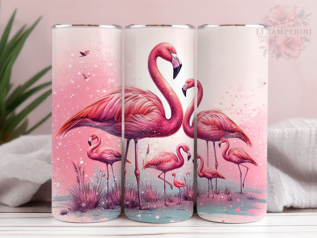Flamingo 20oz Tumbler Wrap PNG, Pink Flamingo Glitter 20oz Skinny ...