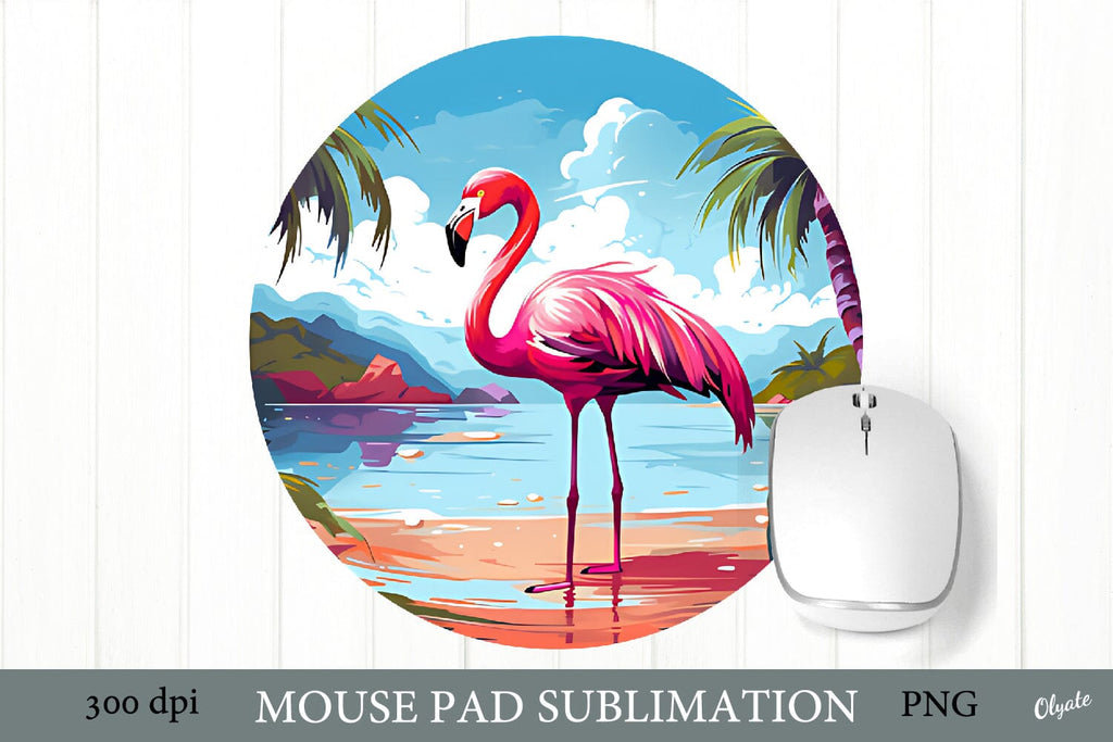 Flamingo Mouse Pad PNG. Mouse Pad Sublimation Design - So Fontsy