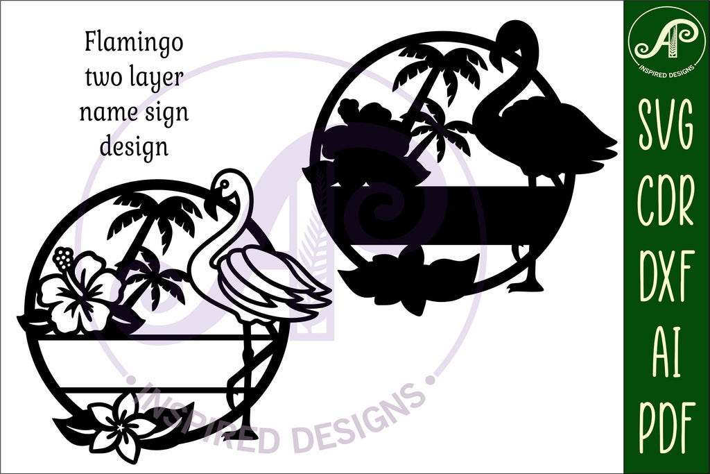 Flamingo name sign svg laser cut template - So Fontsy