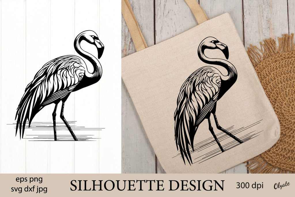 Flamingo Silhouette Design SVG. Flamingo Tattoo SVG, PNG - So Fontsy