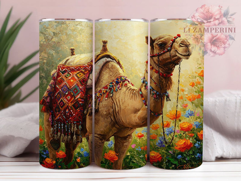 Floral Boho Camel 3D Tumbler Wrap, Floral Camel Tumbler, 3D Animal ...