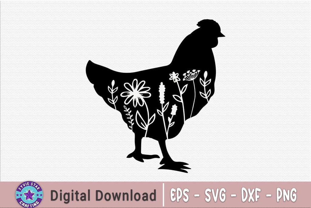 Floral Chicken SVG, Floral Farm Animals SVG - So Fontsy
