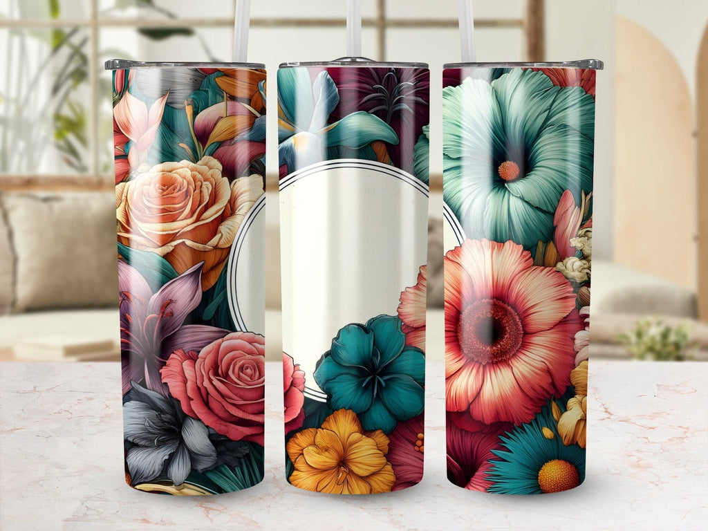 Floral Digital Tumbler Wrap, Colorful Flower Tumbler Wrap, Vibrant ...