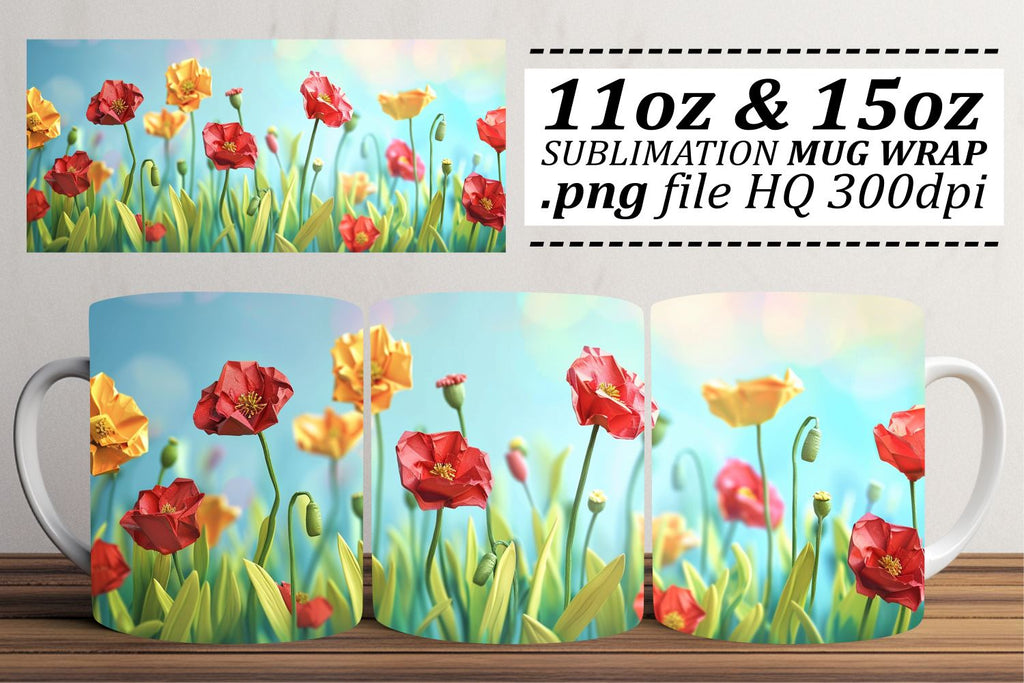 Floral Fantasy Cup Design - Vibrant Sublimation Delight - So Fontsy