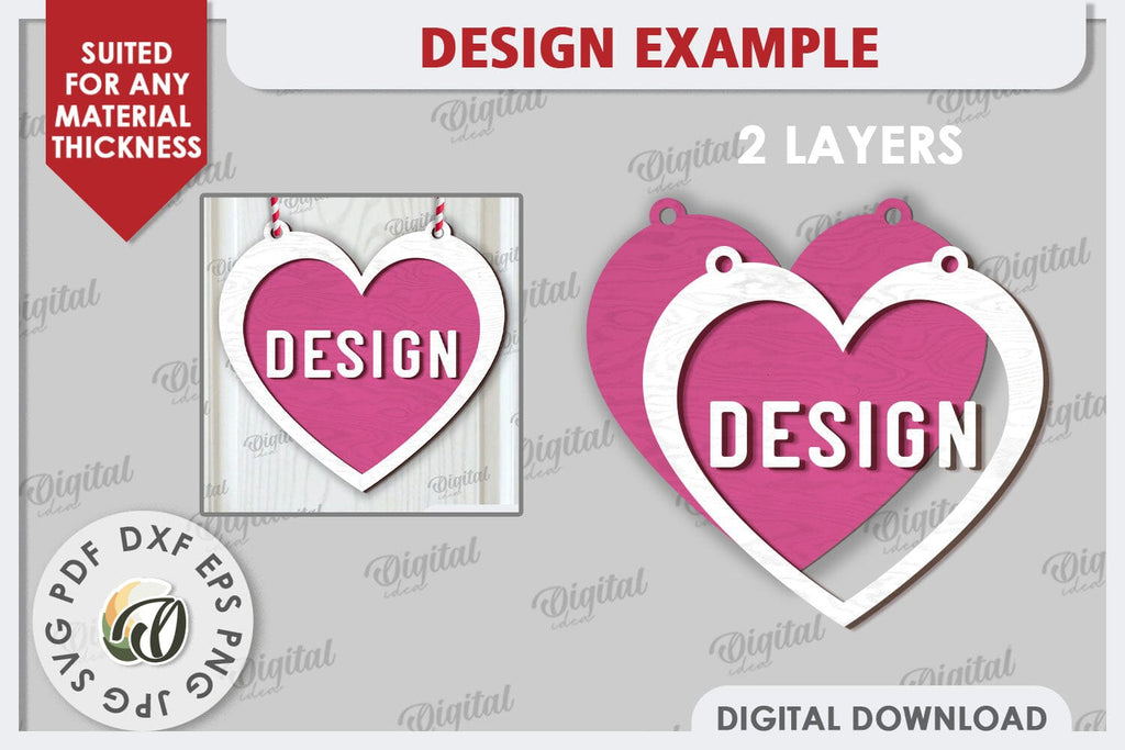 Floral Heart Laser Cut Decoration. Layered Heart SVG - So Fontsy