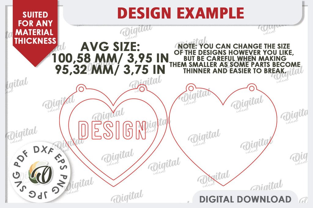Floral Heart Laser Cut Decoration. Layered Heart SVG - So Fontsy