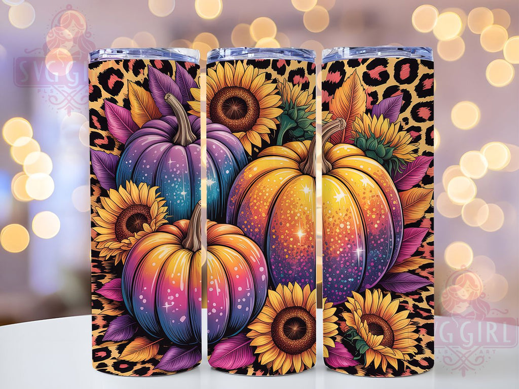 Floral Leopard Print Pumpkin Fall Tumbler, Fall Cup Wrap, 20Oz ...