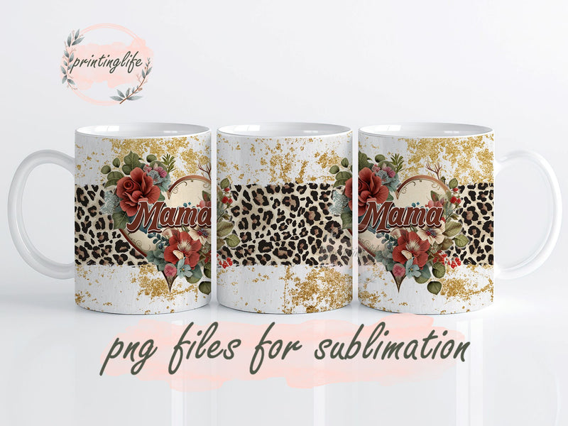 Floral Mama Mug Wrap Design, Instant Digital Design Download Mug Wrap ...