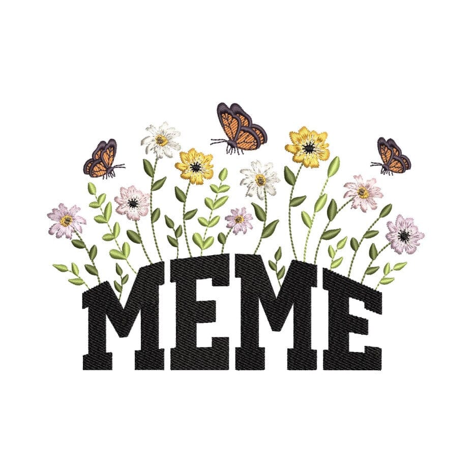 Floral Meme Flower Embroidery Design, Mother's Day Embroidery Design, 3 ...