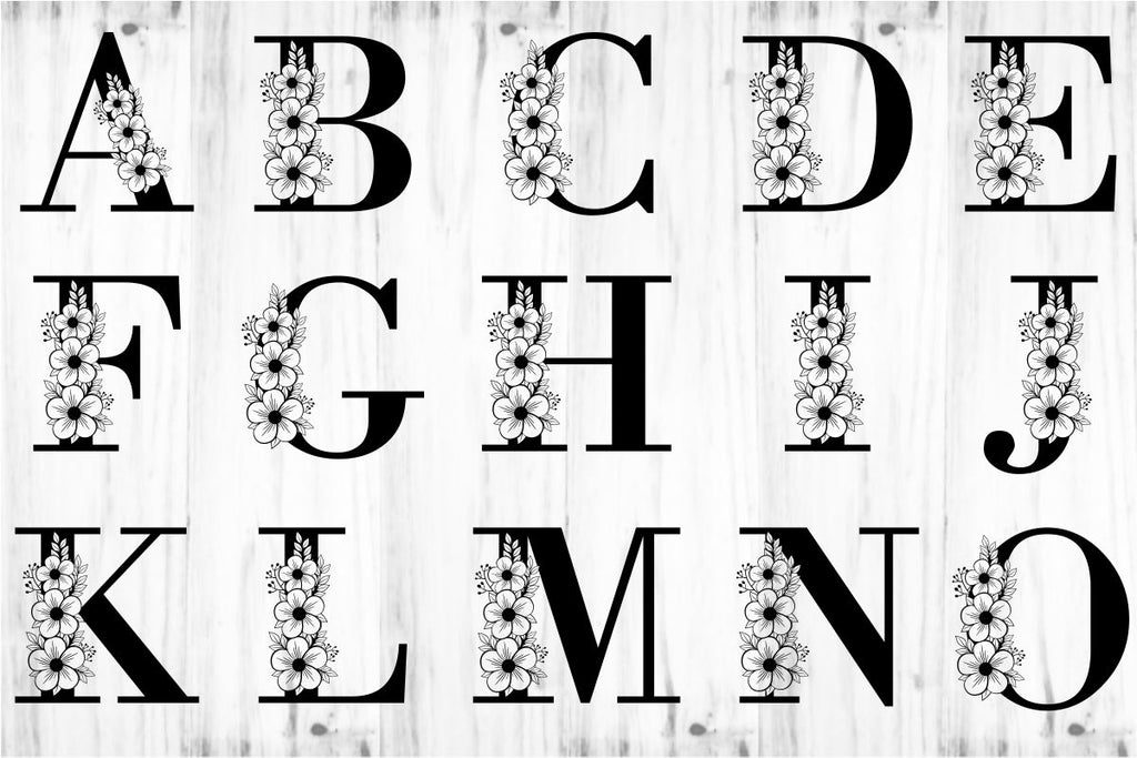 Floral Monogram Letters SVG Files Design, Flower Font SVG Designs ...
