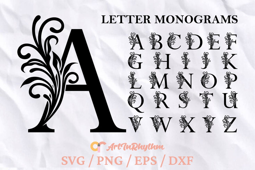 Floral Monogram Letters Svg, Floral Alphabet Monogram Svg, Monograms ...