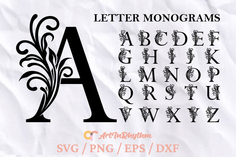 Floral Monogram Letters Svg, Floral Alphabet Monogram Svg, Monograms ...