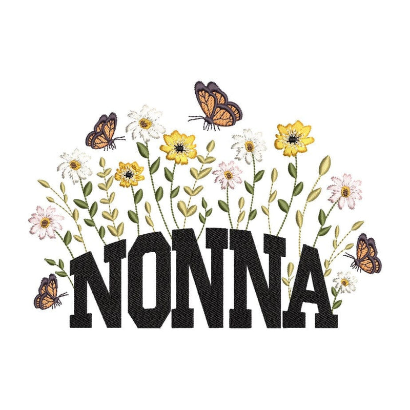 Floral Nonna Embroidery Design, Mother's Day Embroidery Design, 3 sizes ...