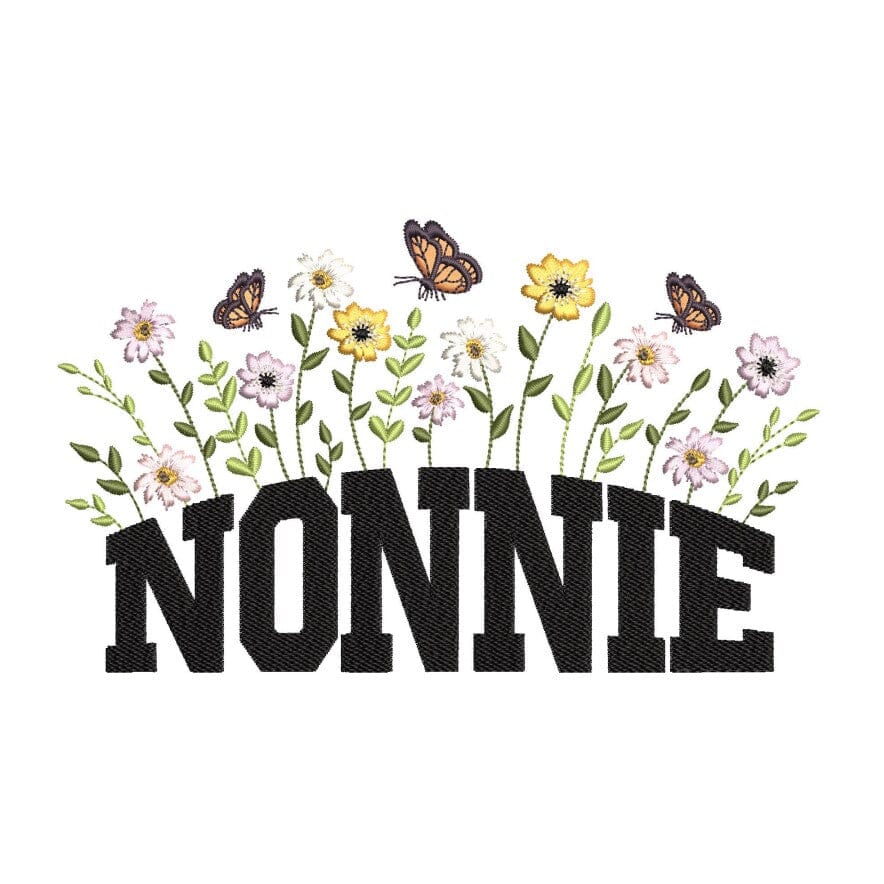 Floral Nonnie Embroidery Design, Mother's Day Embroidery Design, 3 ...