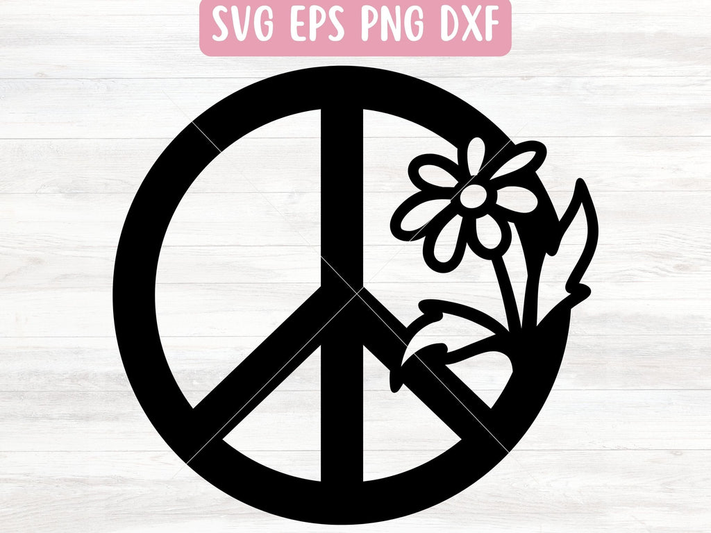 Floral Peace Sign SVG File for Cricut or Silhouette - So Fontsy