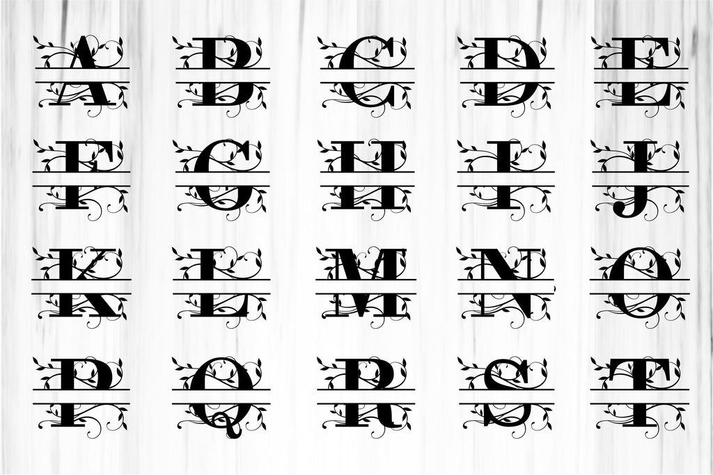 Monogram Split Letters SVG Cut Files Design, Family Name Sign, Split ...