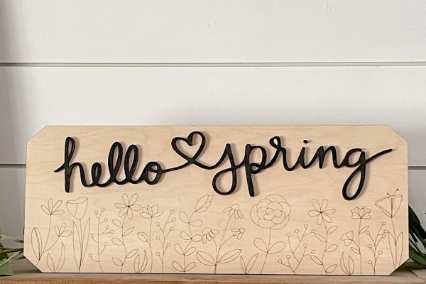 Floral Spring Wood Sign Laser SVG File - So Fontsy