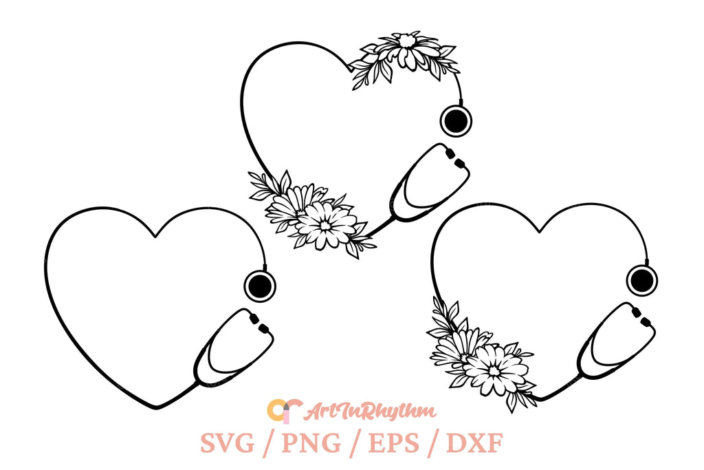 Floral Stethoscope Monogram Svg, Nurse Monogram Svg, Nurse Stethoscope ...