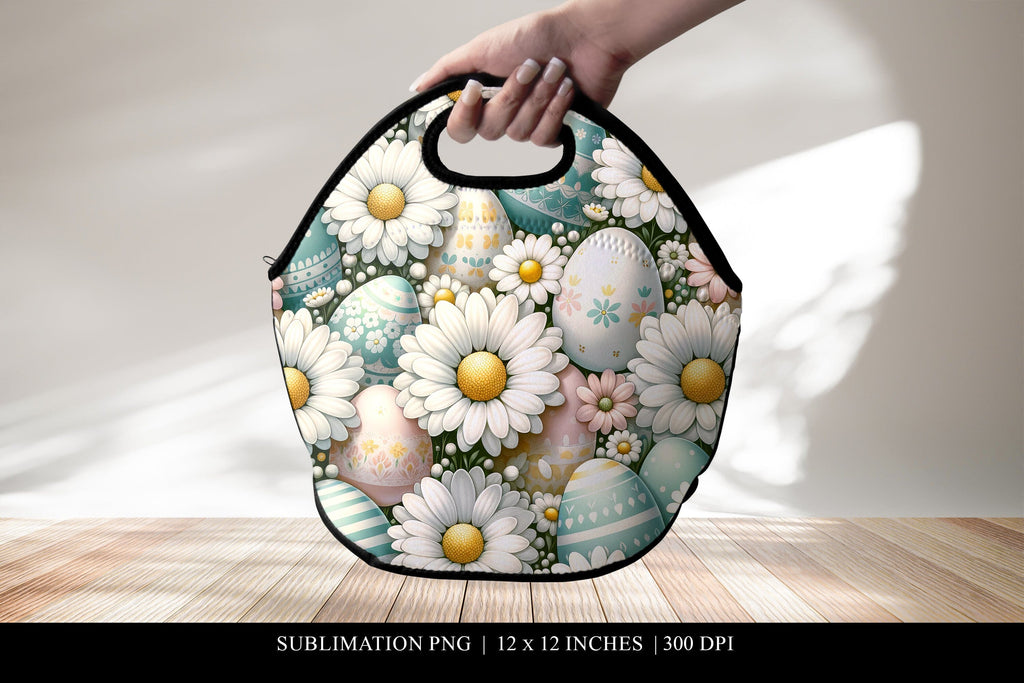 Floral Tote Bag Sublimation Design, Spring Daisy Pattern PNG - So Fontsy