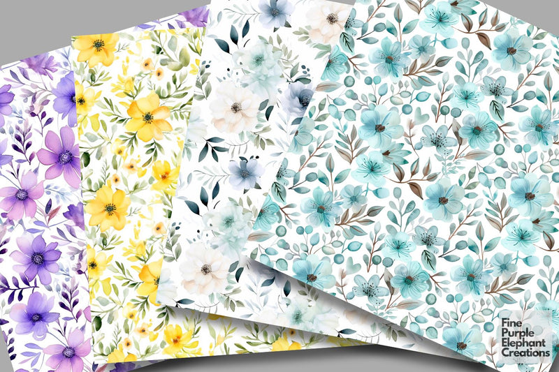 Floral Watercolor Digital Paper | Pastel Flower Spring Backgrounds - So ...