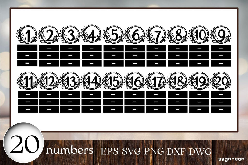 Floral Wedding Table Numbers SVG - So Fontsy