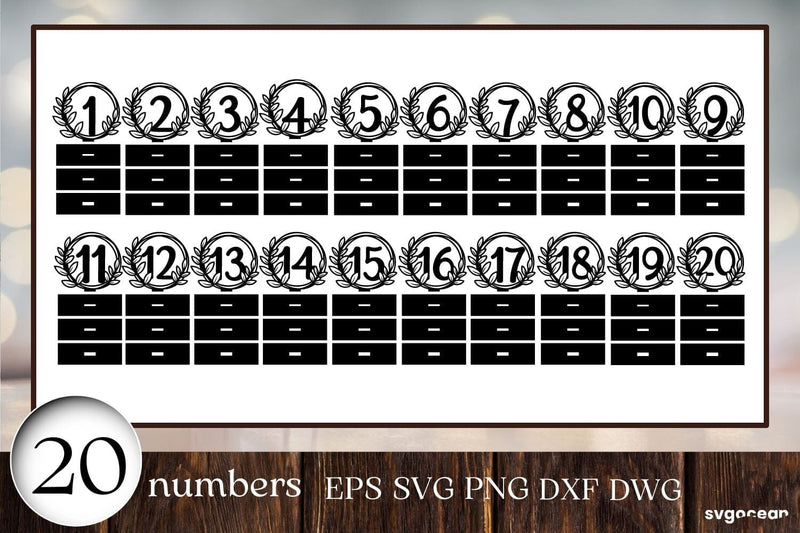Floral Wedding Table Numbers SVG - So Fontsy