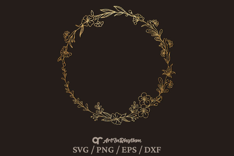 Floral Wreath Svg, Circle Monogram Frame Svg, Circle Frame Svg, Floral Border Svg - So Fontsy