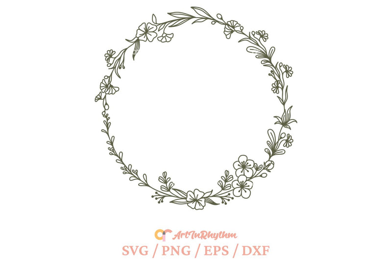 Floral Wreath Svg, Circle Monogram Frame Svg, Circle Frame Svg, Floral Border Svg - So Fontsy