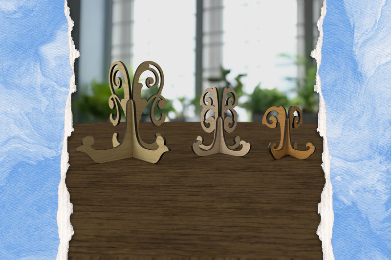 Flourish Easel Art Stands SVG 3D laser cut files-3 sizes - So Fontsy