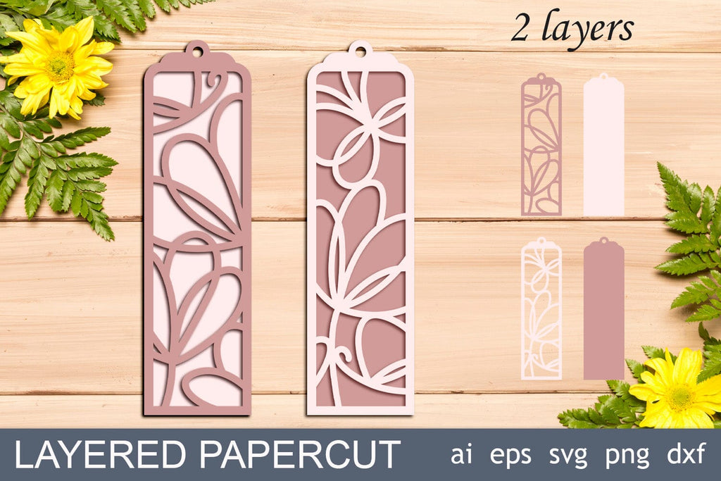 Flower bookmarks svg, Floral bookmark, Layered papercut template - So ...