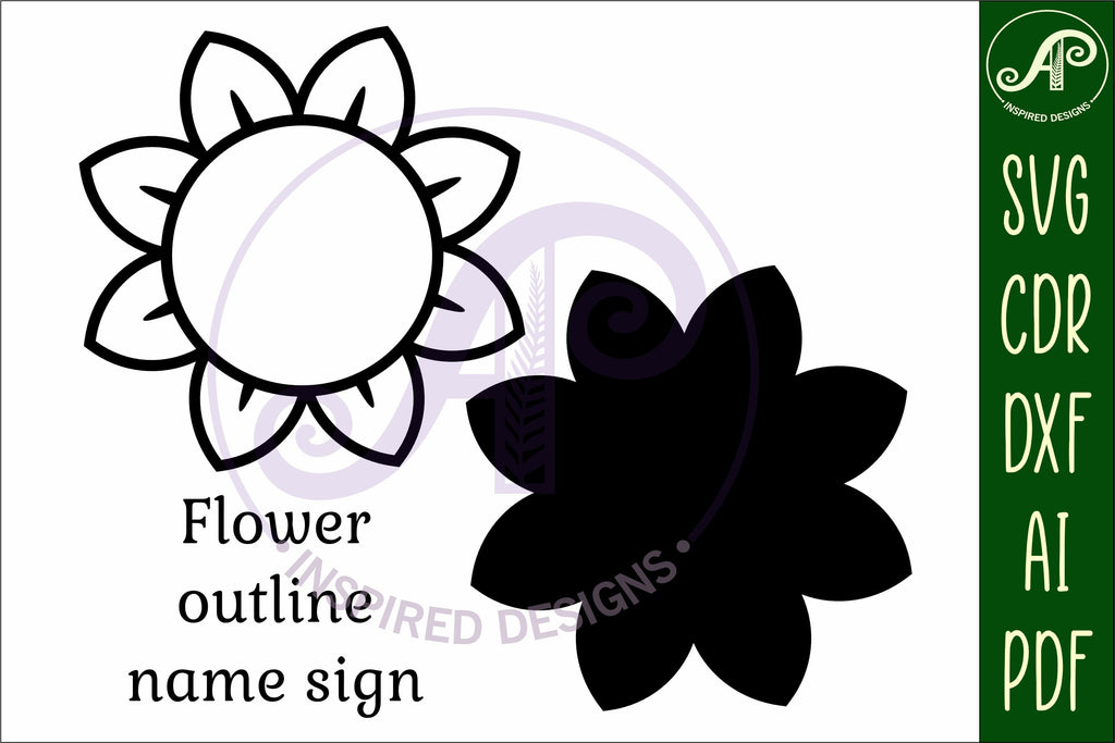 Flower design 2 outline two layer name sign - So Fontsy