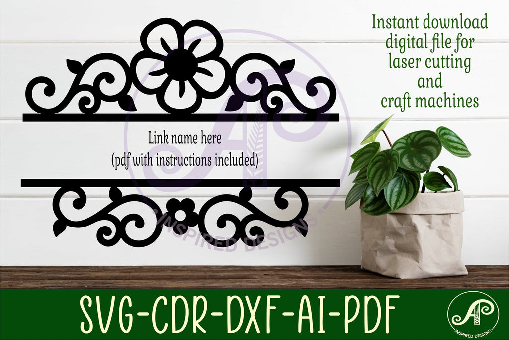 Flower flourish design name sign svg laser cut file - So Fontsy