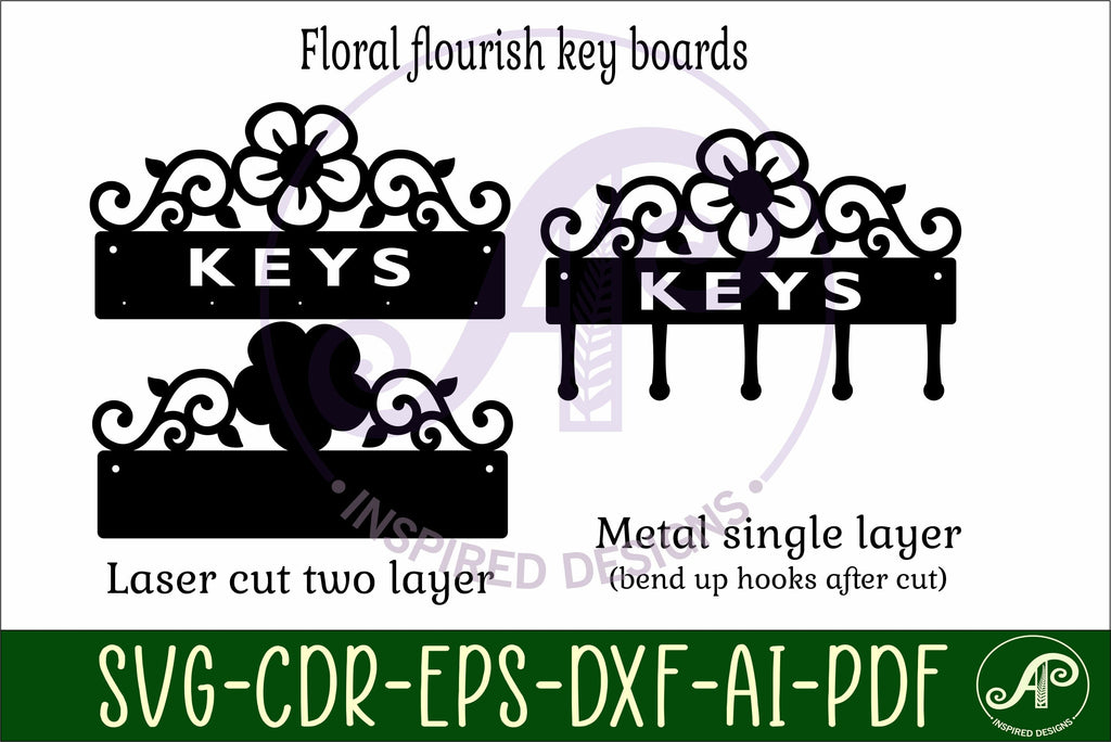 Flower flourish home Key holder designs for wood and metal - So Fontsy
