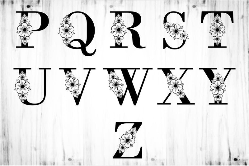 Flower Monogram Letter SVG Files Design, Wedding Font SVG Designs, Floral alphabet Monograms SVG ...