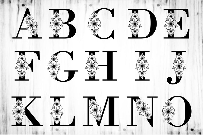 Flower Monogram Letter SVG Files Design, Wedding Font SVG Designs, Floral alphabet Monograms SVG ...