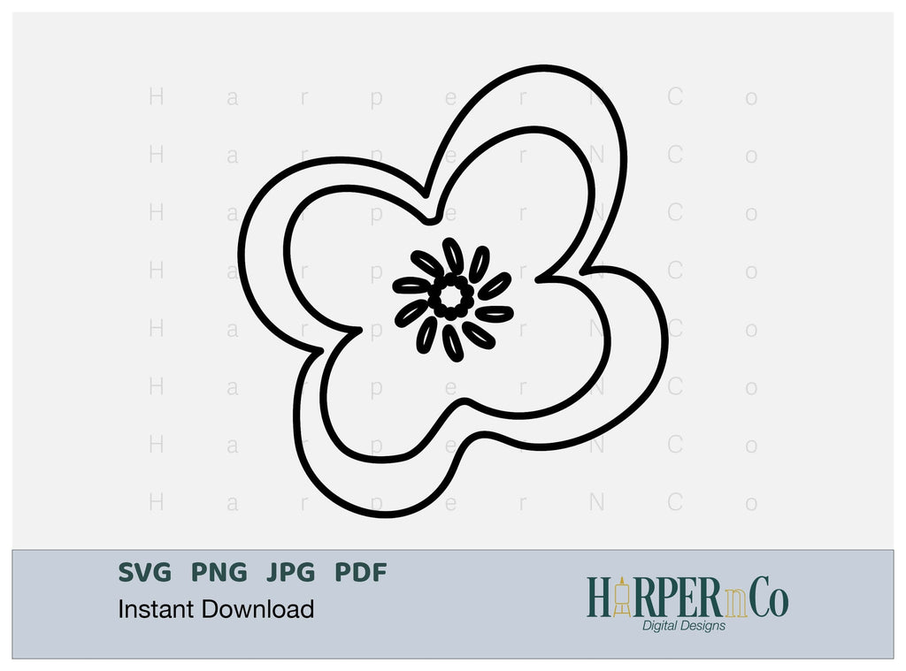 Flower Outline 1 SVG PNG Cut EPS File - So Fontsy