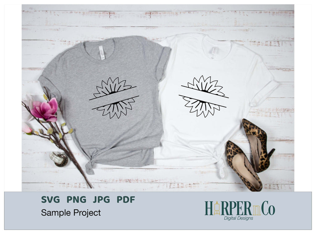 Flower Split 1 Outline SVG PNG Cut EPS File - So Fontsy
