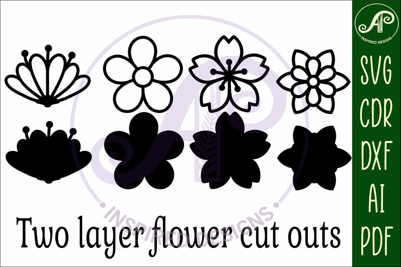 Flower two layer laser cut outs SVG file d6 - So Fontsy
