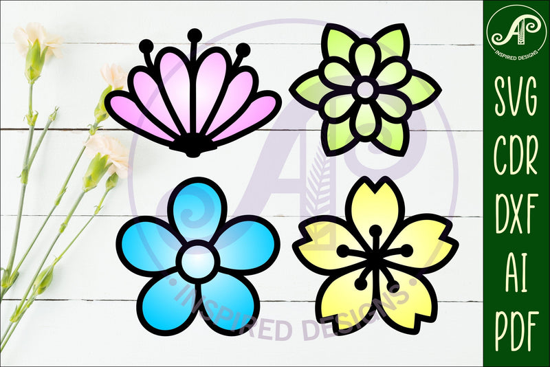 Flower two layer laser cut outs SVG file d6 - So Fontsy