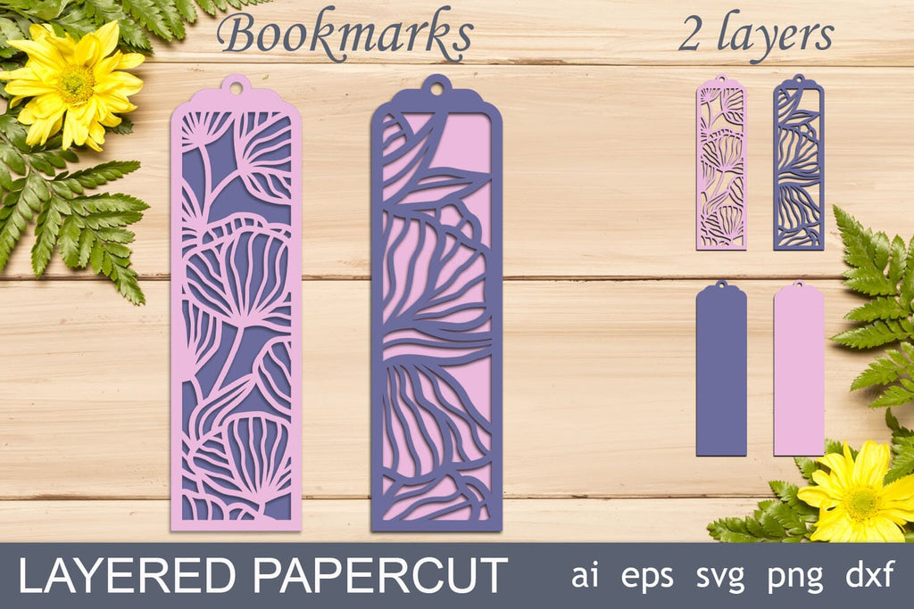 Flowers bookmarks svg, Floral bookmark svg layered papercut - So Fontsy