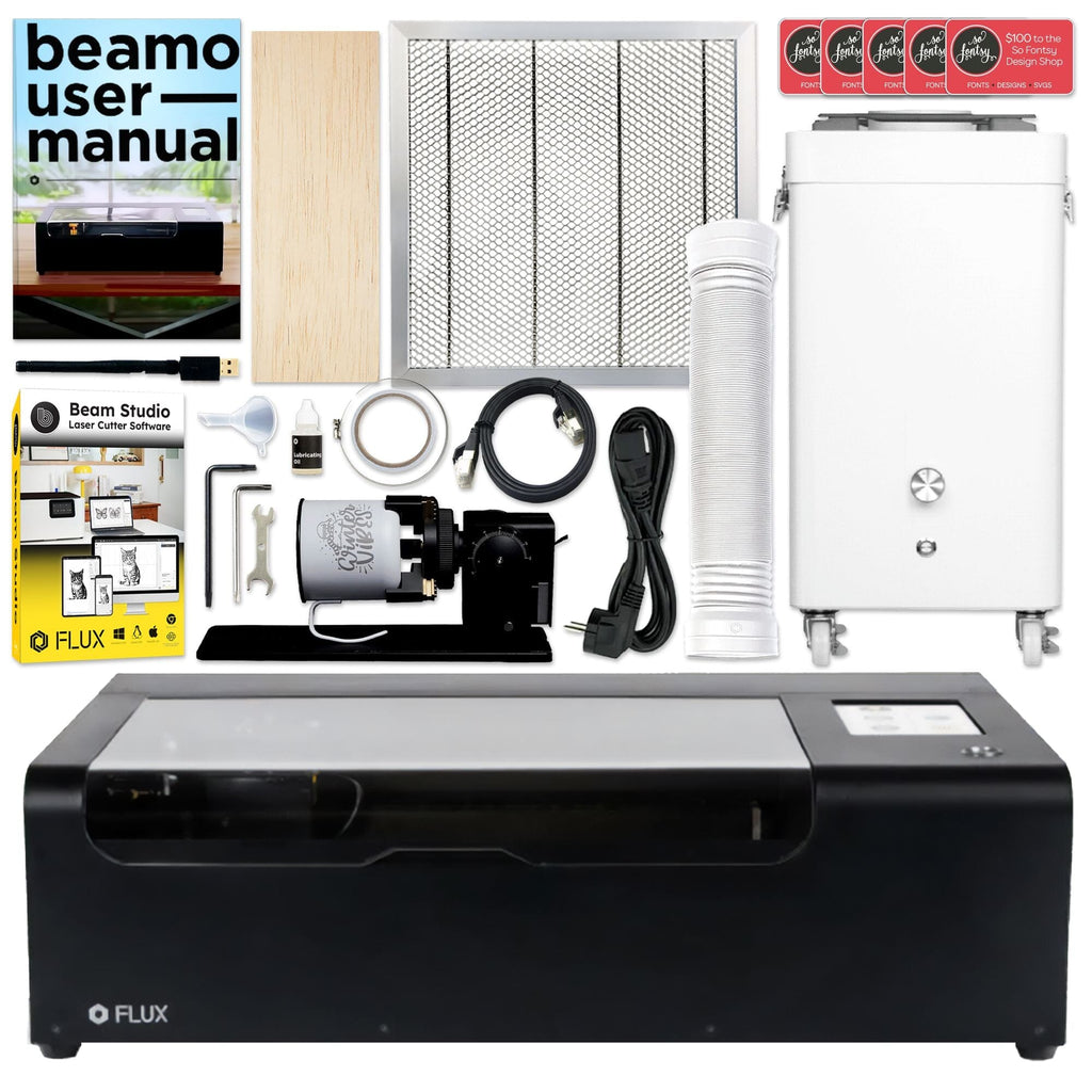 FLUX Beamo 30W C02 Laser Cutter & Engraver with Beam Air Filter & Rota ...