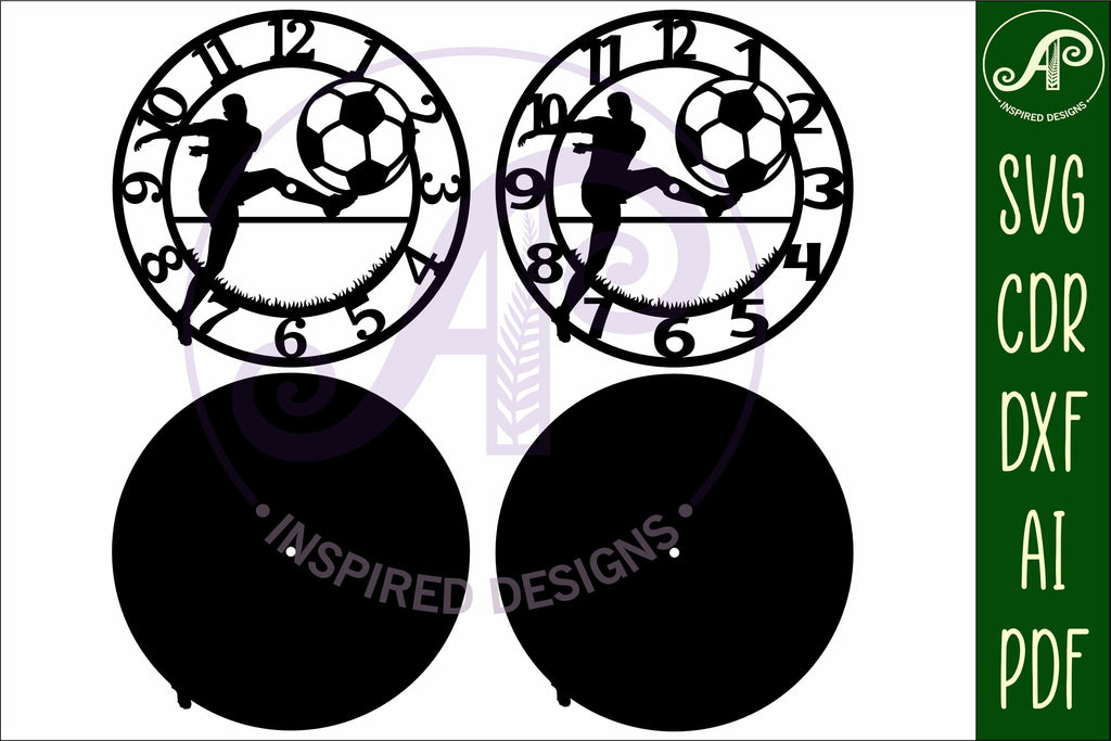 Football male player wall clock laser cut files, SVG - So Fontsy