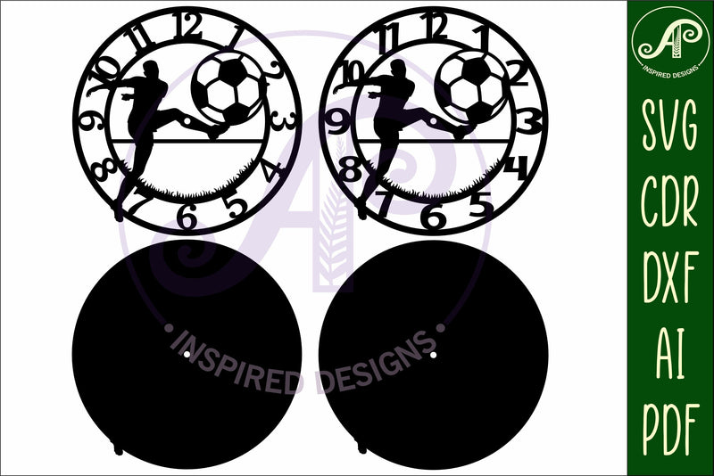 Football male player wall clock laser cut files, SVG - So Fontsy