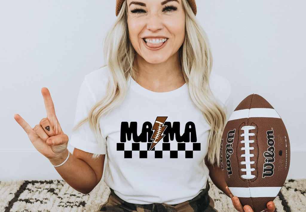 Football Mama Checkerboard T-Shirt SVG - So Fontsy