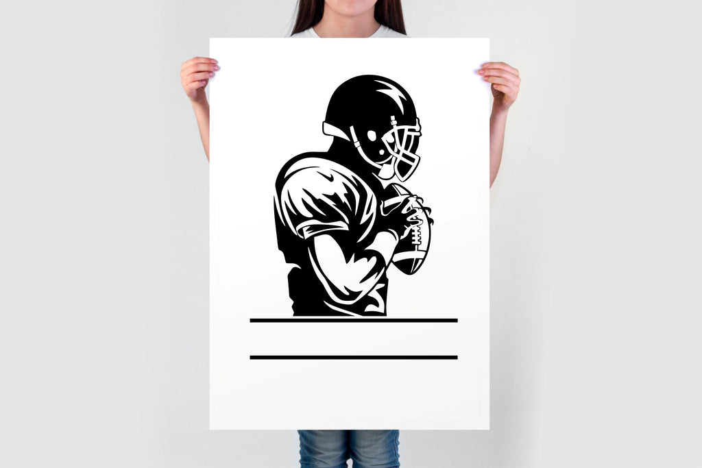 Football Player Monogram SVG, American Football Svg Dxf File - So Fontsy