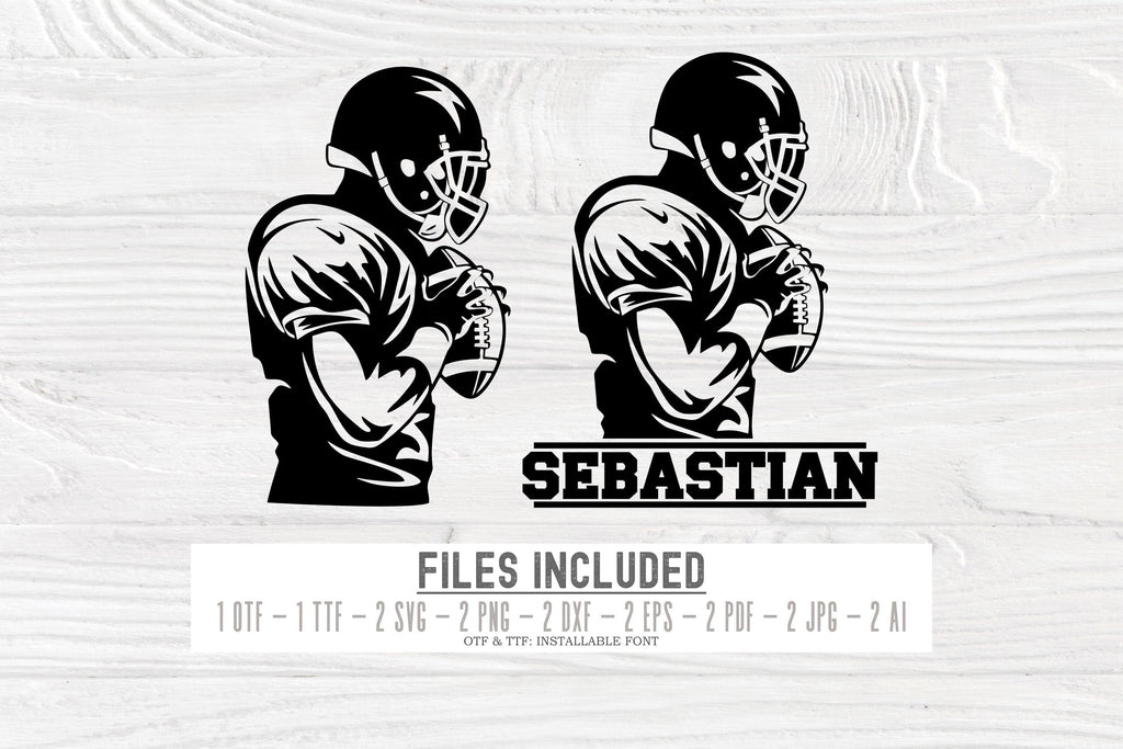 Football Player Monogram SVG, American Football Svg Dxf File - So Fontsy