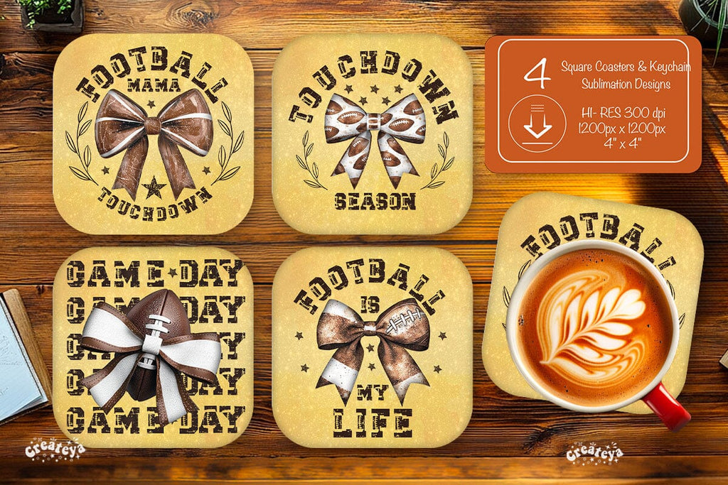 Football Square coaster png Football mama Square coaster sublimation ...