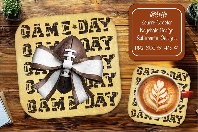 Football Square coaster png Game day Square coaster sublimation design ...