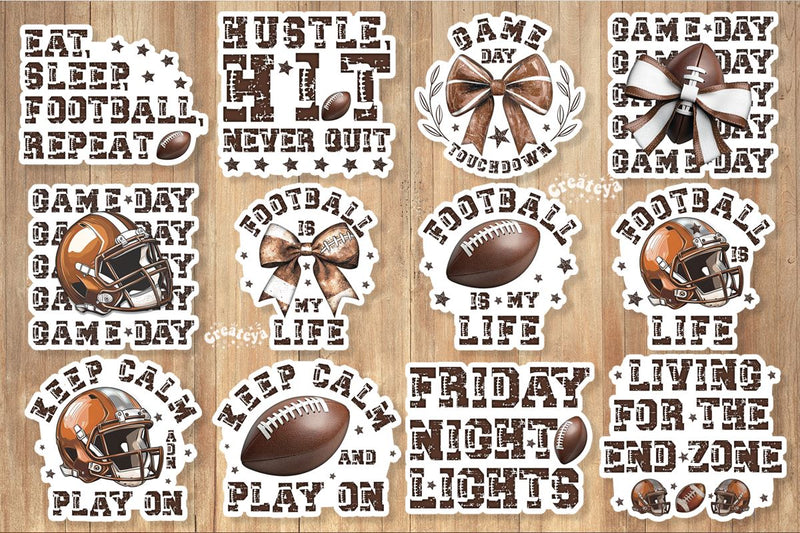 Football Stickers Bundle PNG printable stickers Print and cut stickers ...
