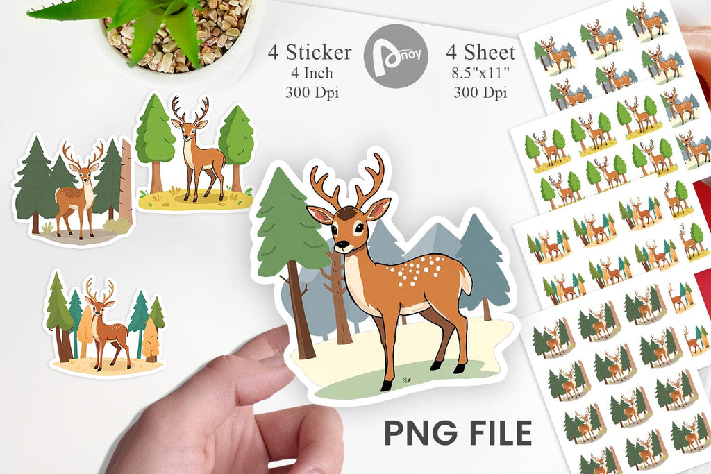 Forest Deer Sticker - So Fontsy